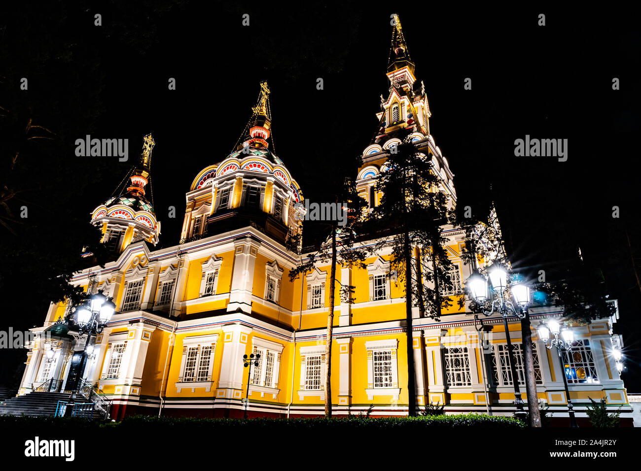 Almaty Russian Orthodox Christian Zenkov Ascension Cathedral Low Angle ...
