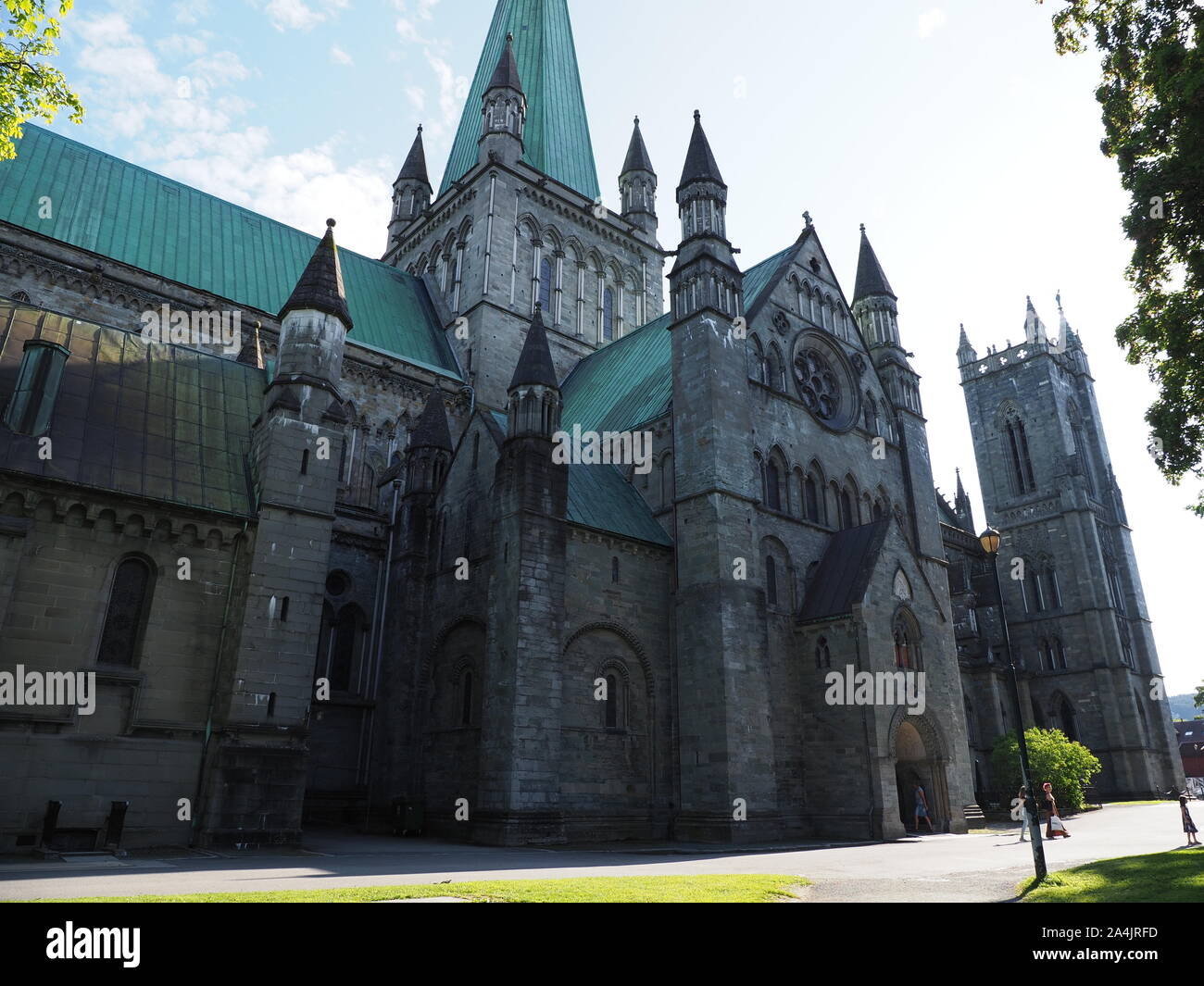 Church in european Trondheim, Nidaros city at Trondelag district in ...
