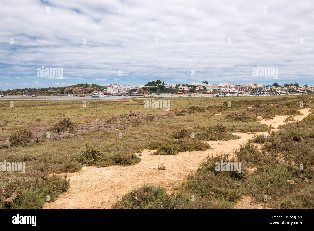 Wetlands and nature reserve at the Alvor Estuary in the Algarve ...
