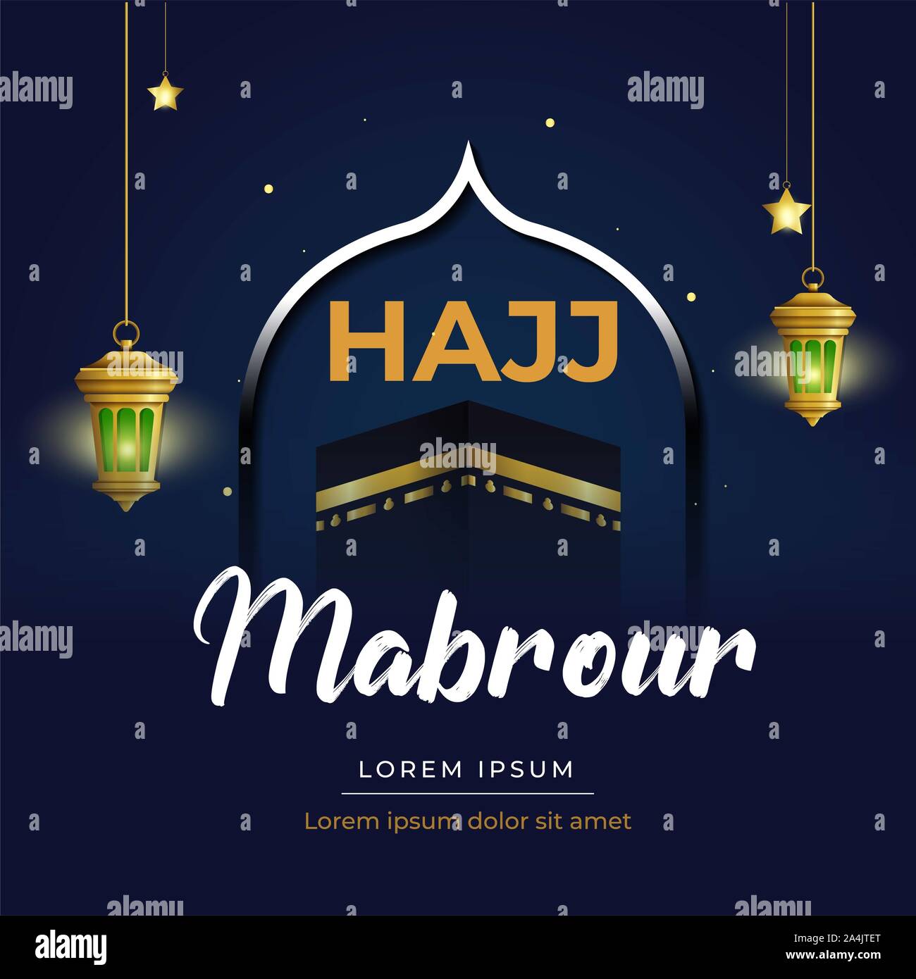 Hajj Mabrour islamic banner template design with kaaba illustration and ...