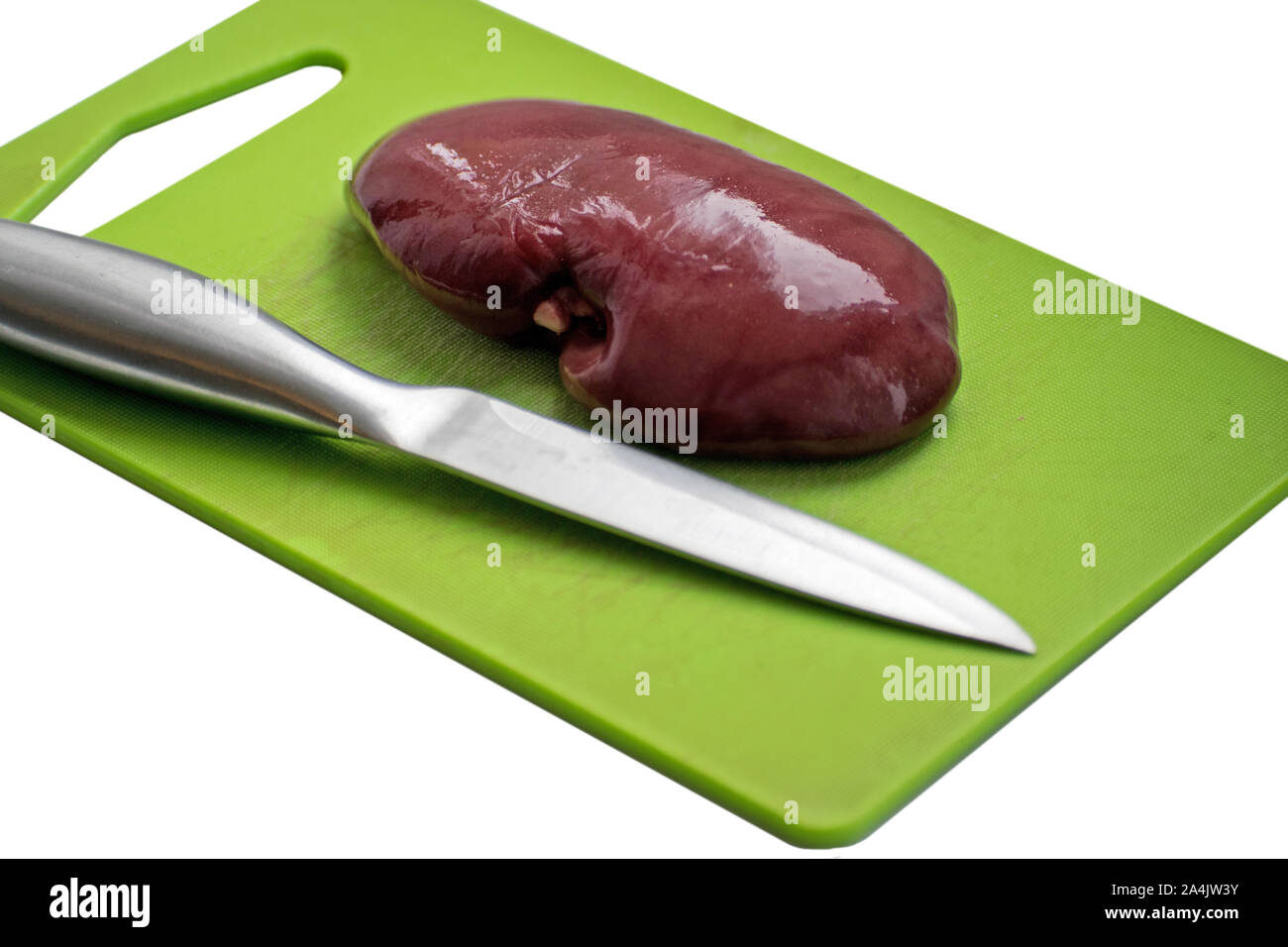 Fresh pork kidney on a cutting board Stock Photo - Alamy