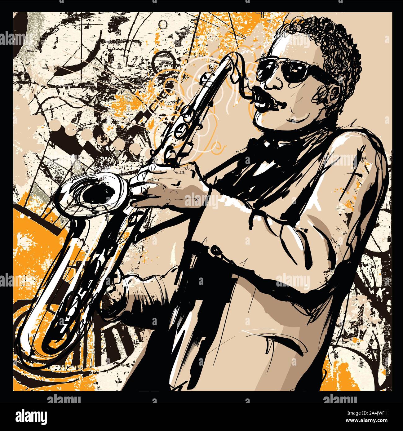 Saxophone abstract music poster background hi-res stock photography and ...