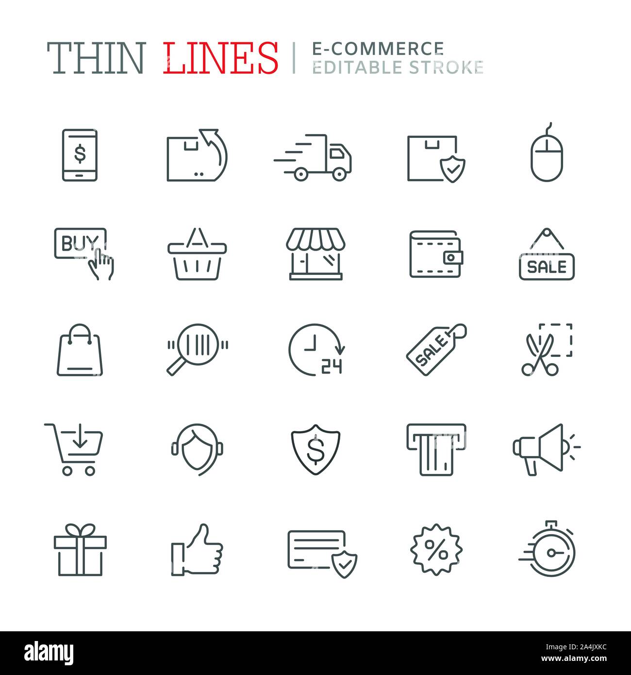 Collection of e-commerce related line icons. Vector eps8 Stock Vector ...