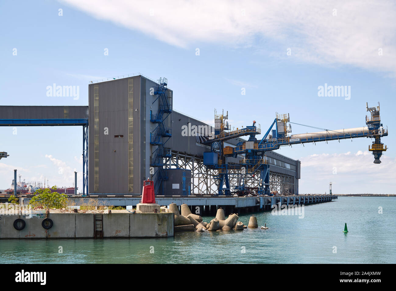 TUAPSE, RUSSIA, AUGUST 12, 2018: Cargo loading terminal of the Tuapse ...