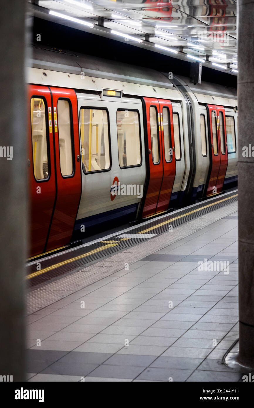 A metro train in the Tube of London Stock Photo - Alamy