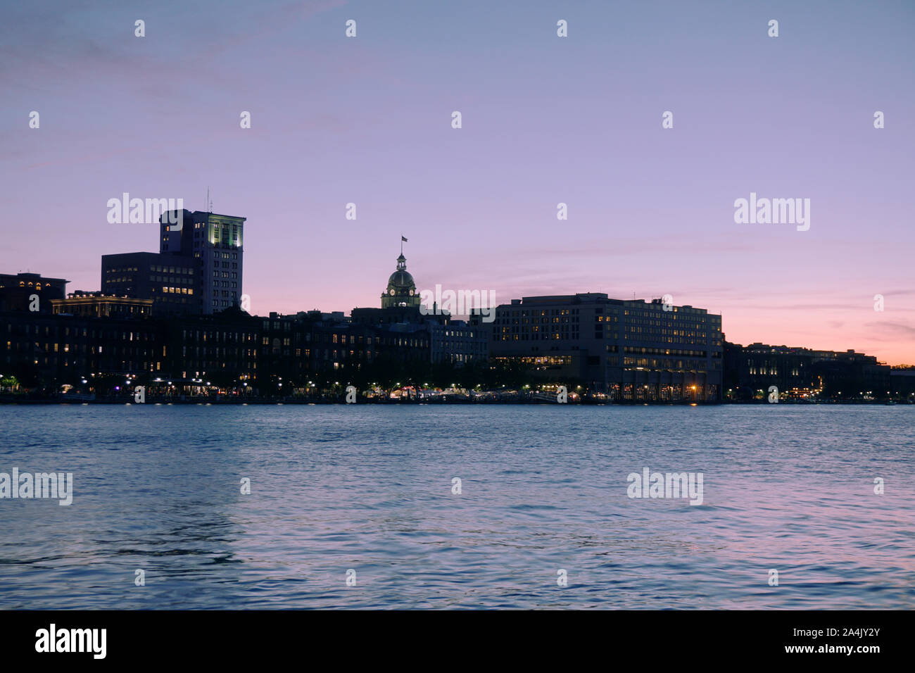 Savannah Georgia skyline at dusk Stock Photo - Alamy