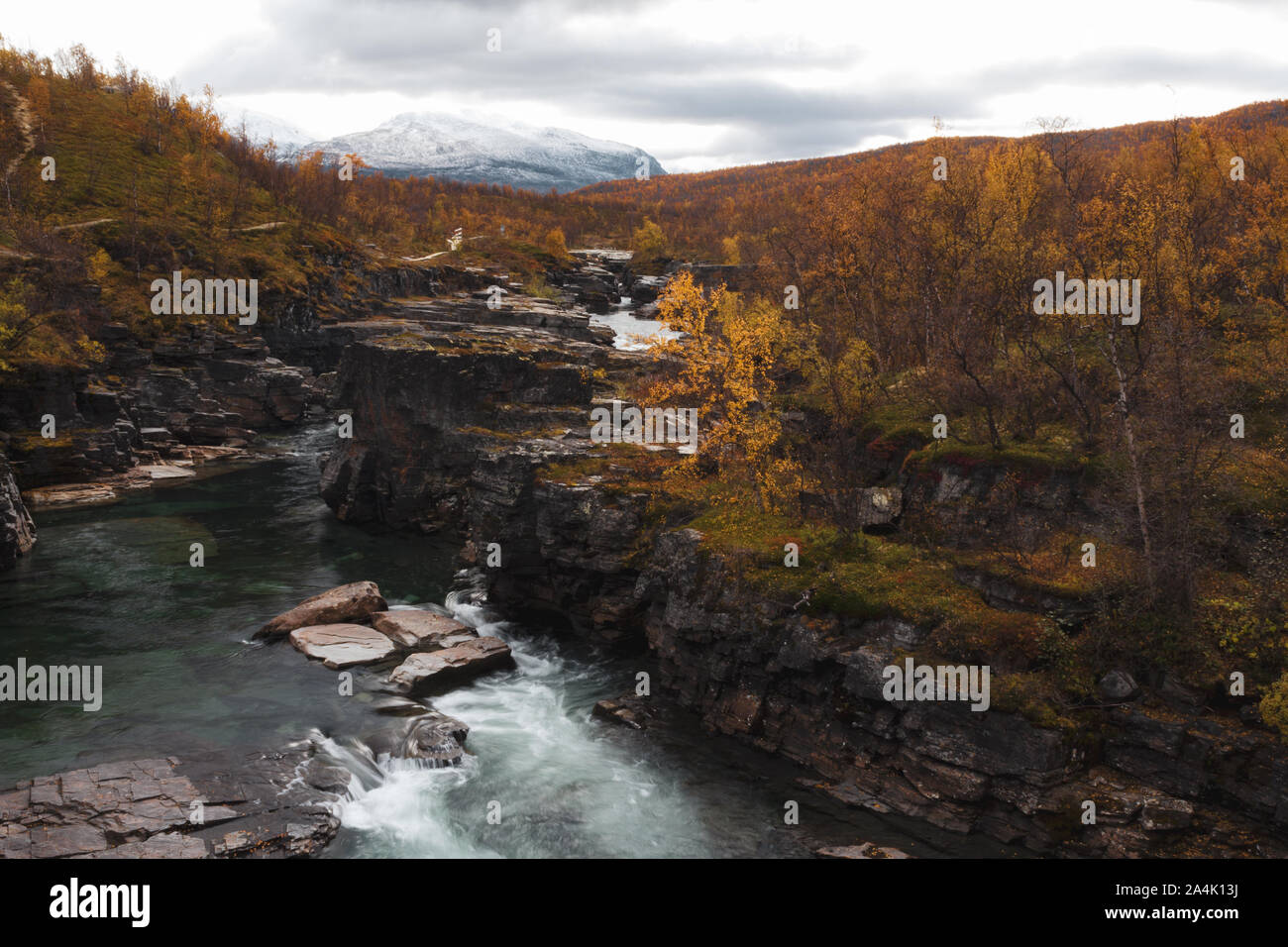 waterfall with landscape view background Stock Photo - Alamy
