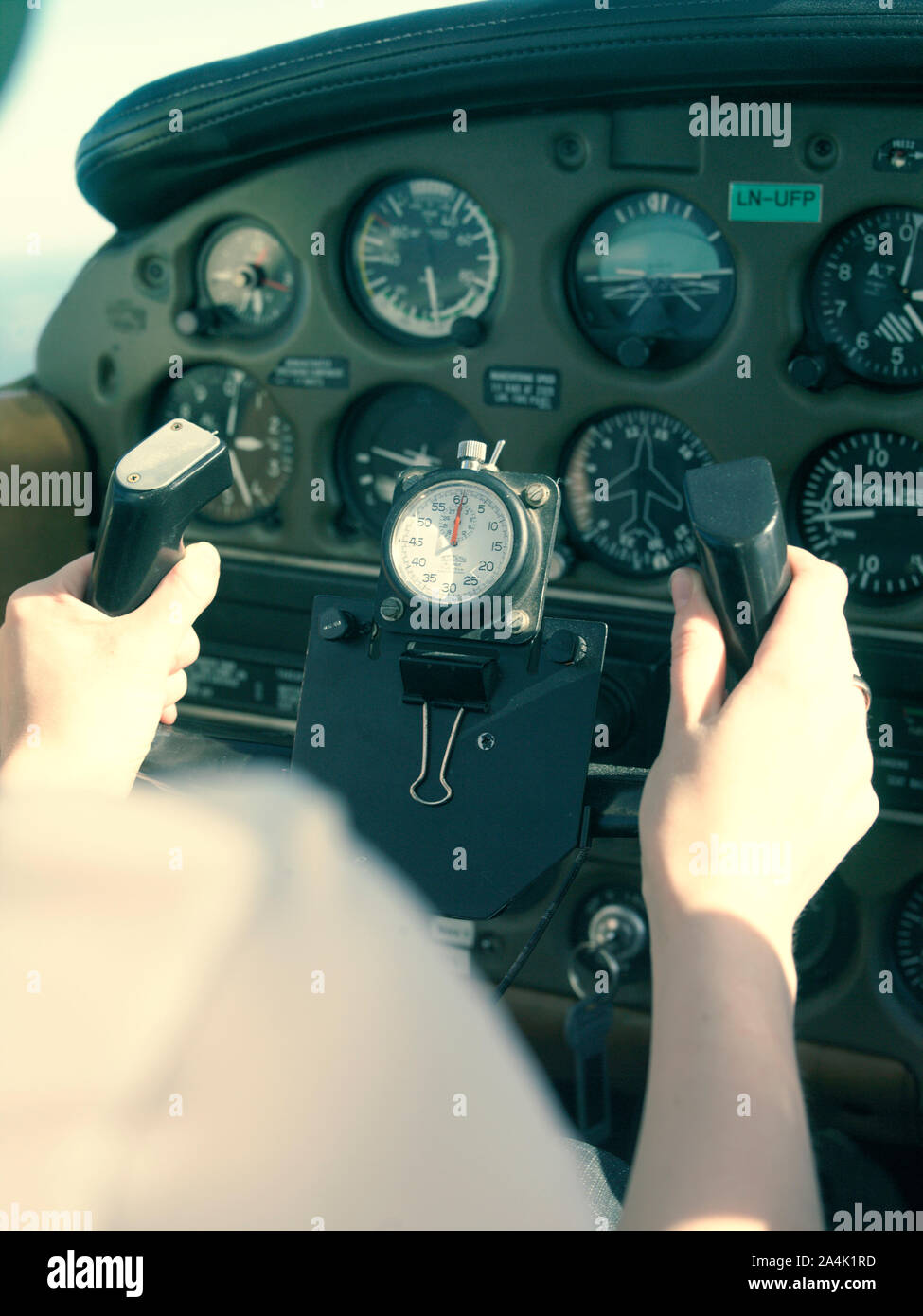 Pilot at the instrument table Stock Photo - Alamy