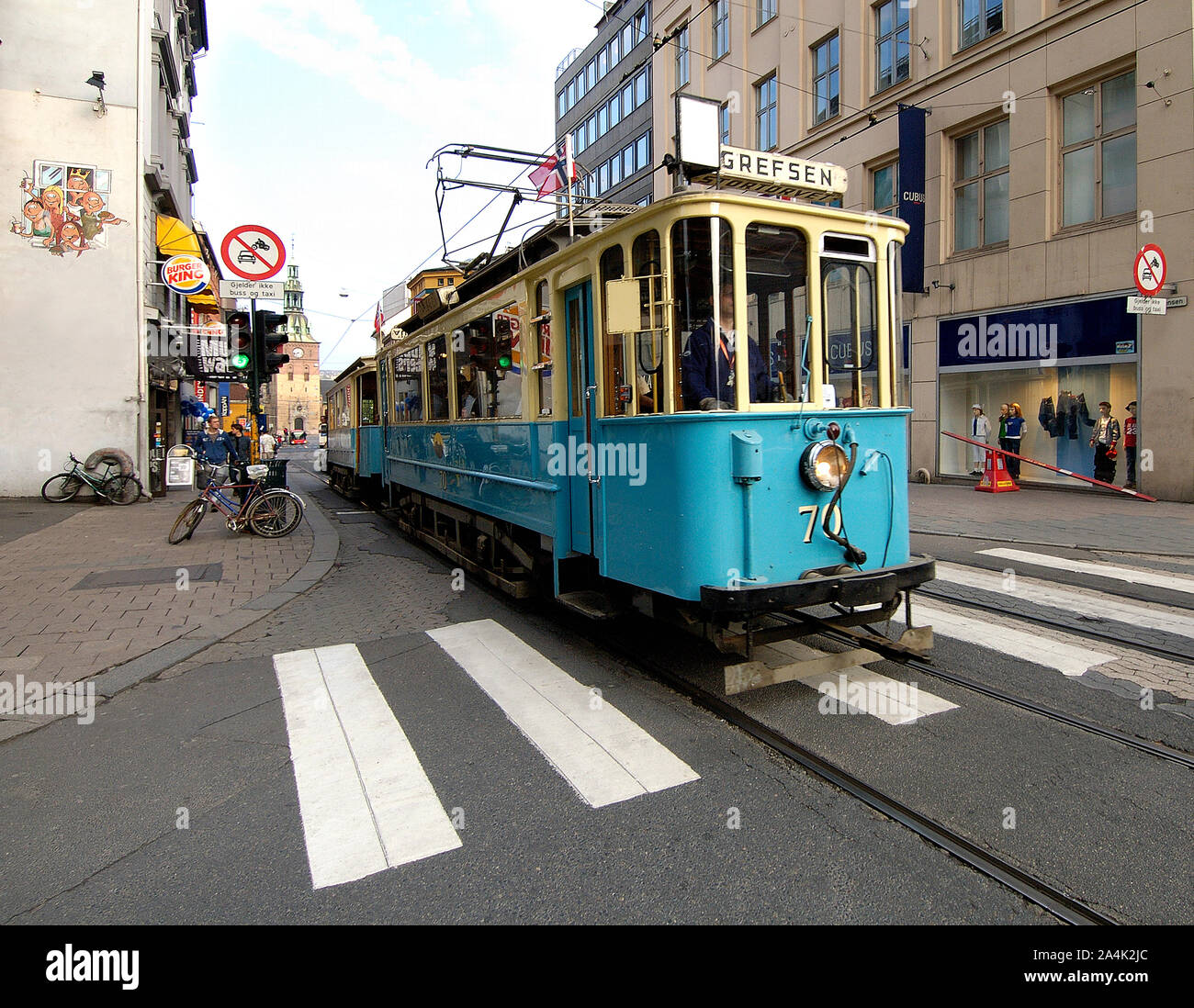 Old fashioned tram in the streets of Oslo, Norway Stock Photo - Alamy