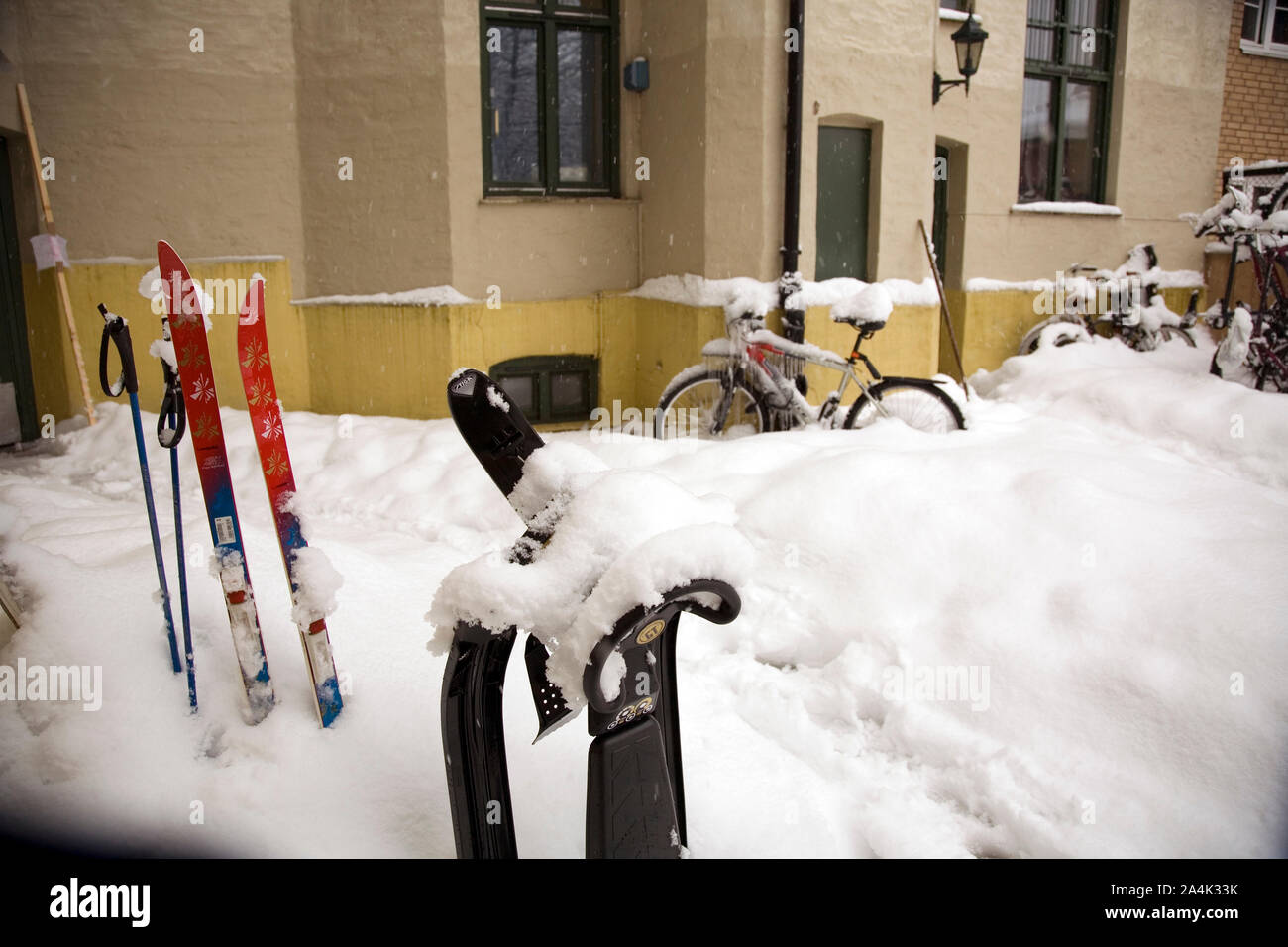 A backyard with snow in Norway Stock Photo - Alamy