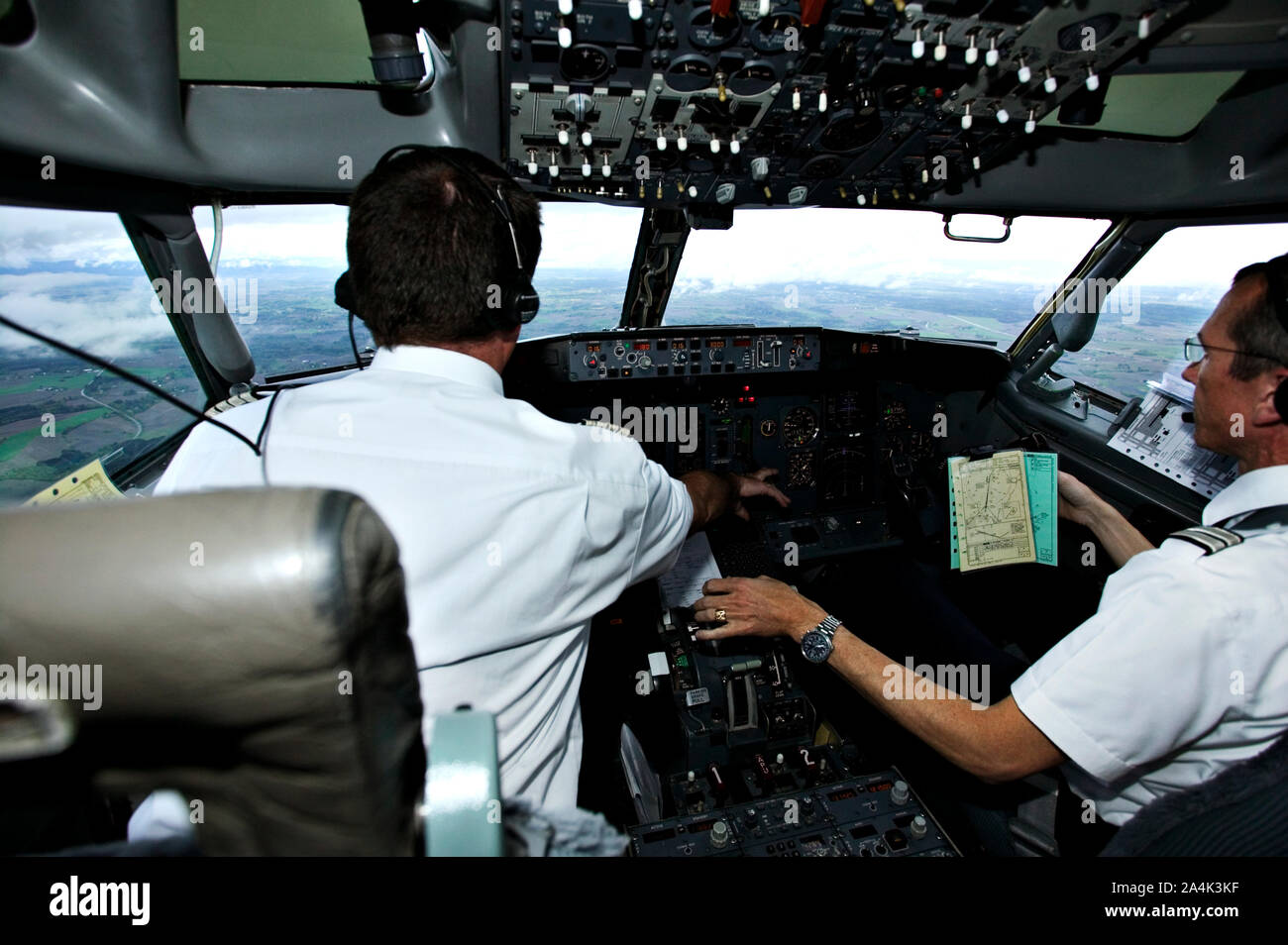 Pilots flying airplane Stock Photo - Alamy
