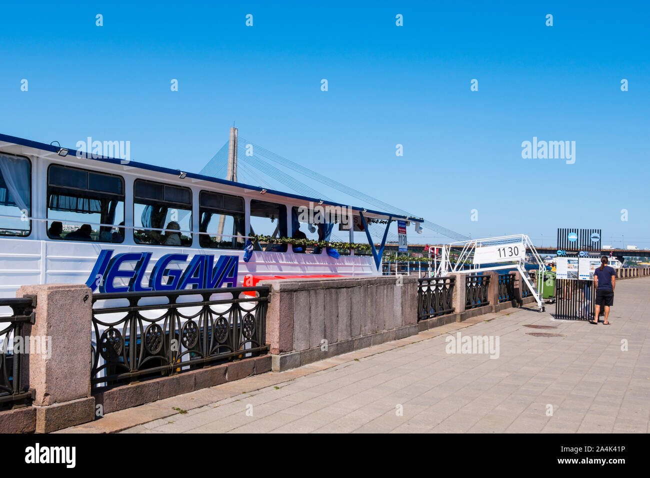 Sightseeing tour river boat, riverside, Riga, Latvia Stock Photo - Alamy
