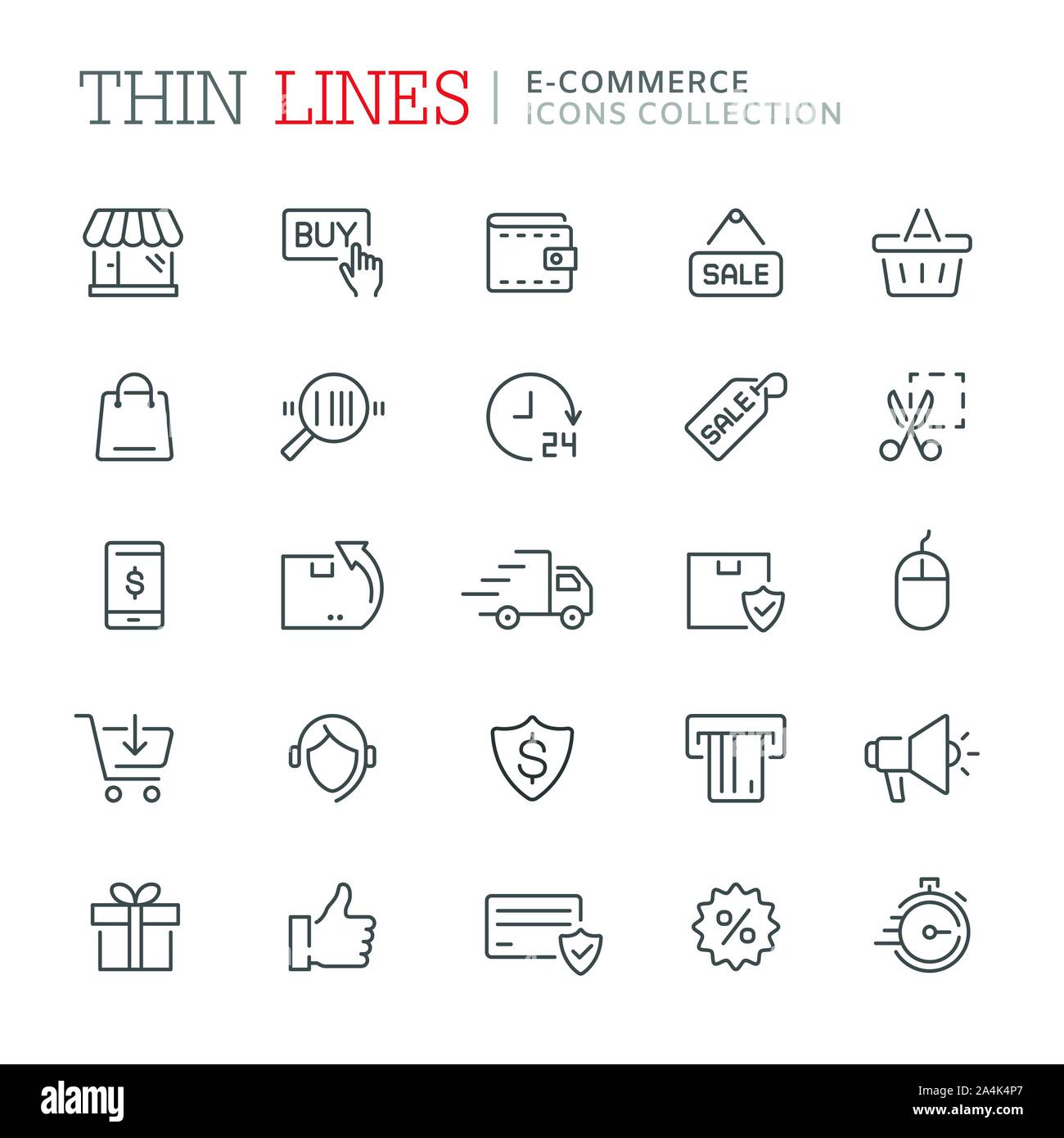 Collection of e-commerce related line icons. Vector eps8 Stock Vector ...