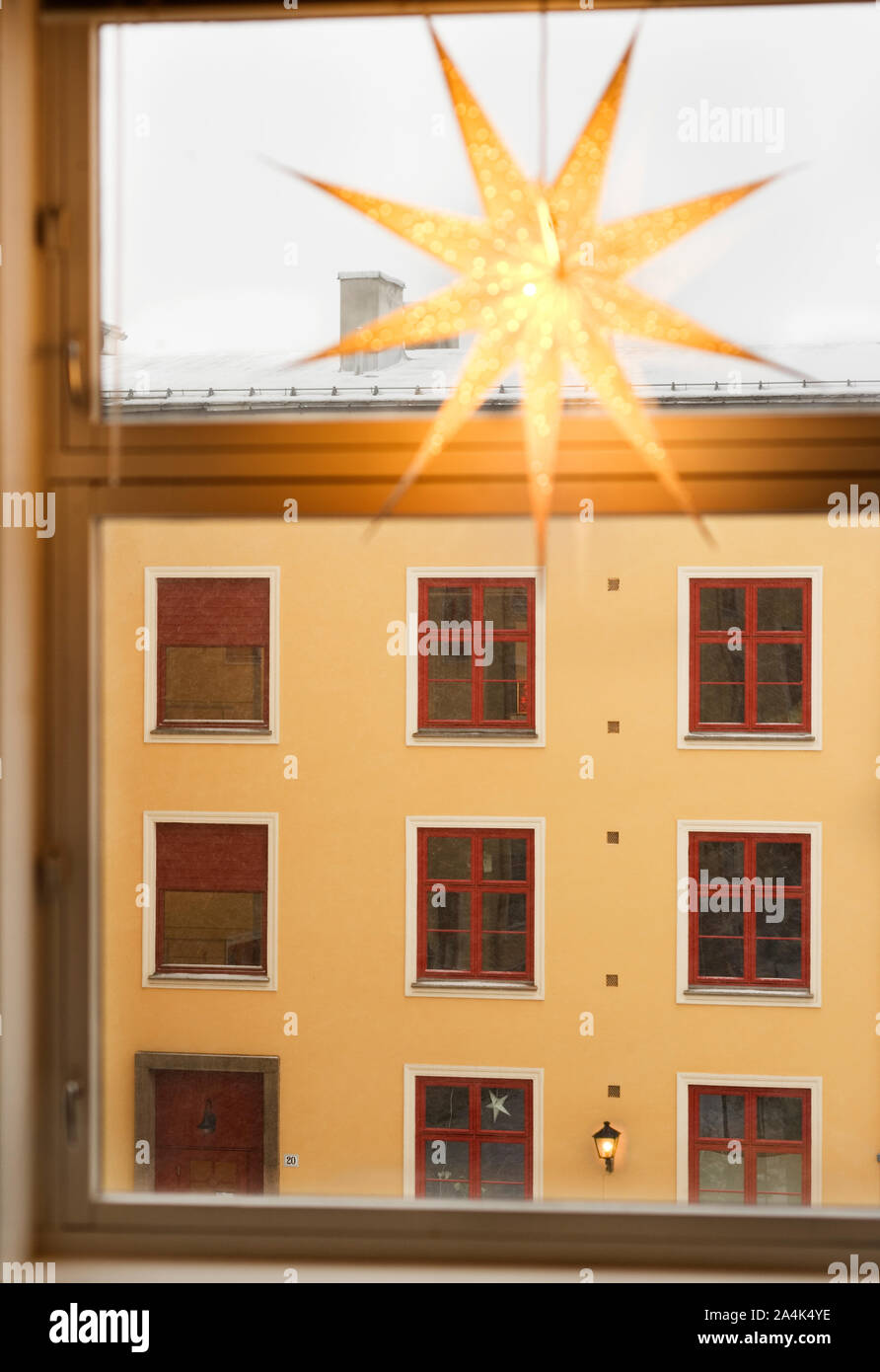 Star in a window in Oslo Stock Photo - Alamy