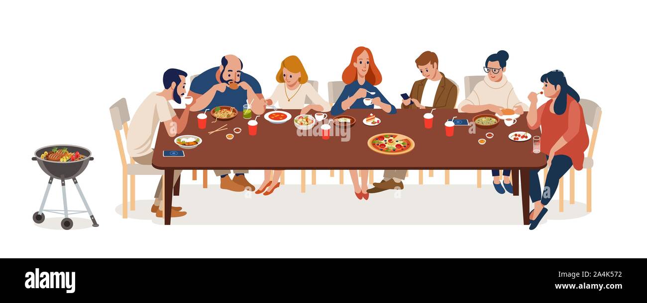 People Eating Together Clipart
