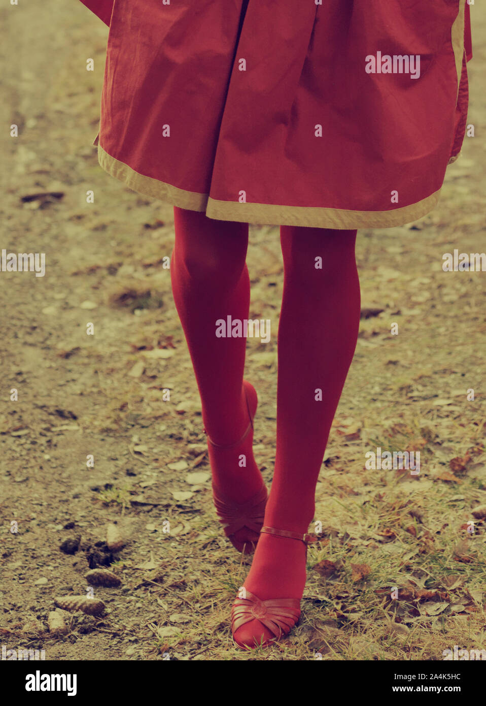 Red tights stockings legs hi-res stock photography and images - Alamy
