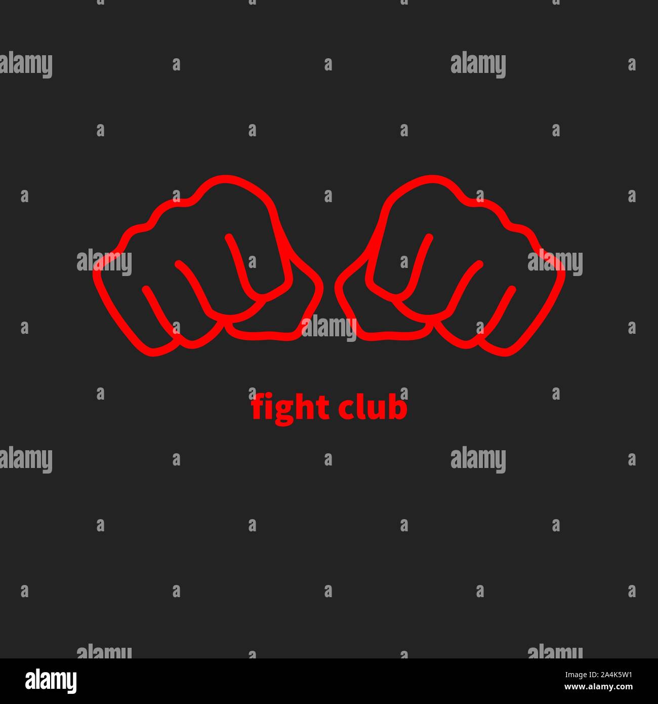 Fight club logo, red fists icon, boxing, power sign. Vector design ...