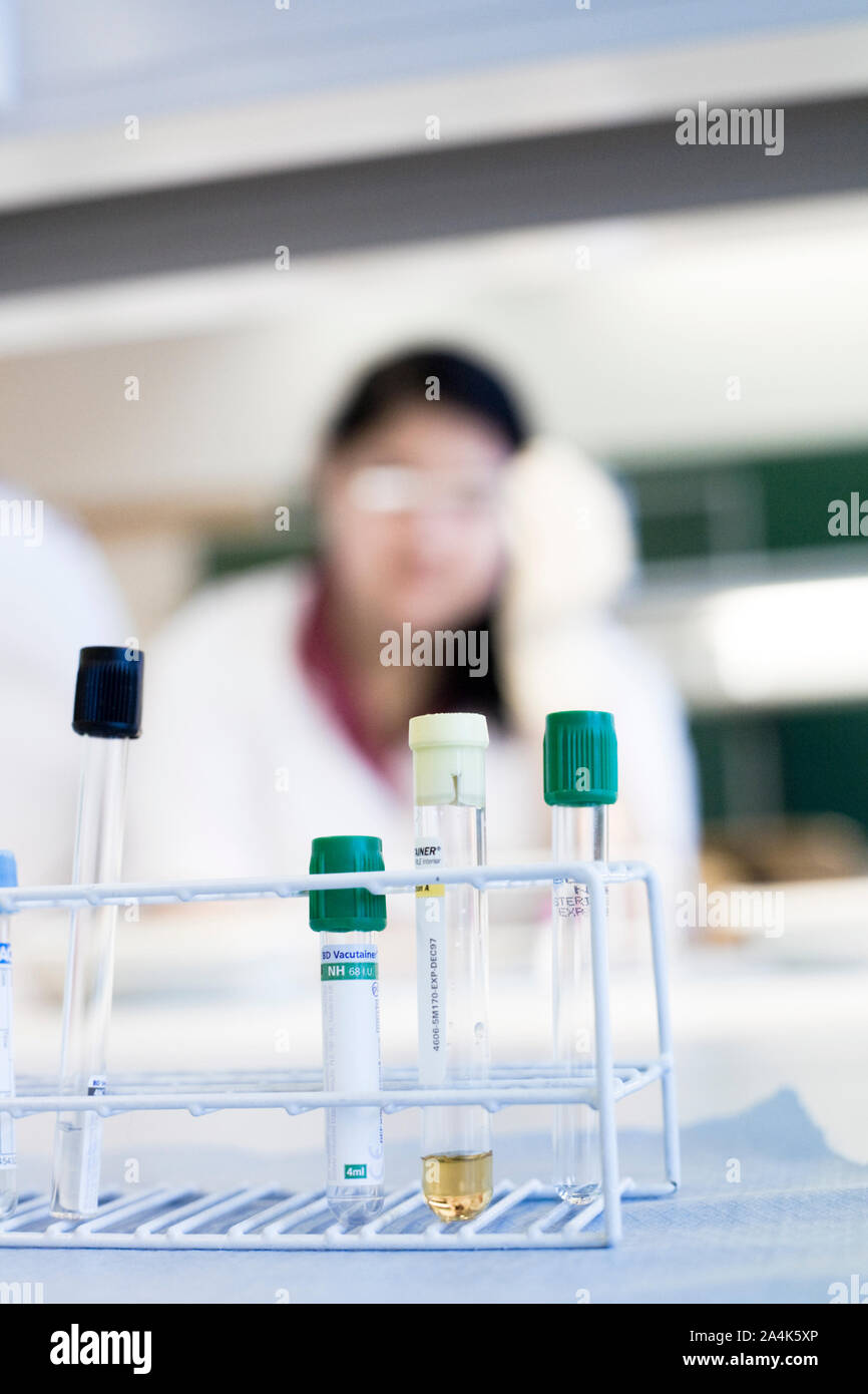 Technician and test tubes in laboratory Stock Photo - Alamy