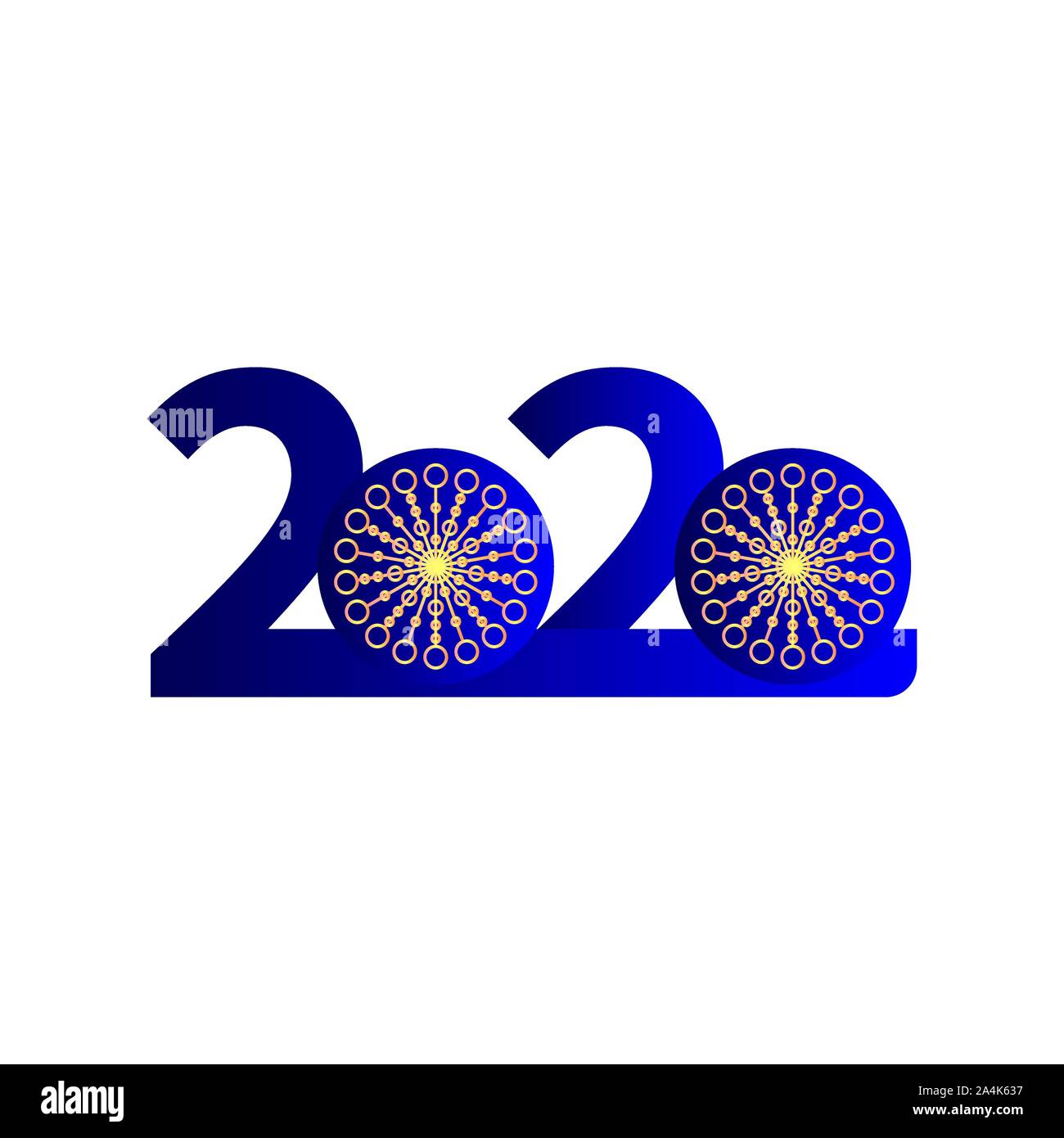 2020 blue festive numbers with golden snowflakes, element for Christmas ...