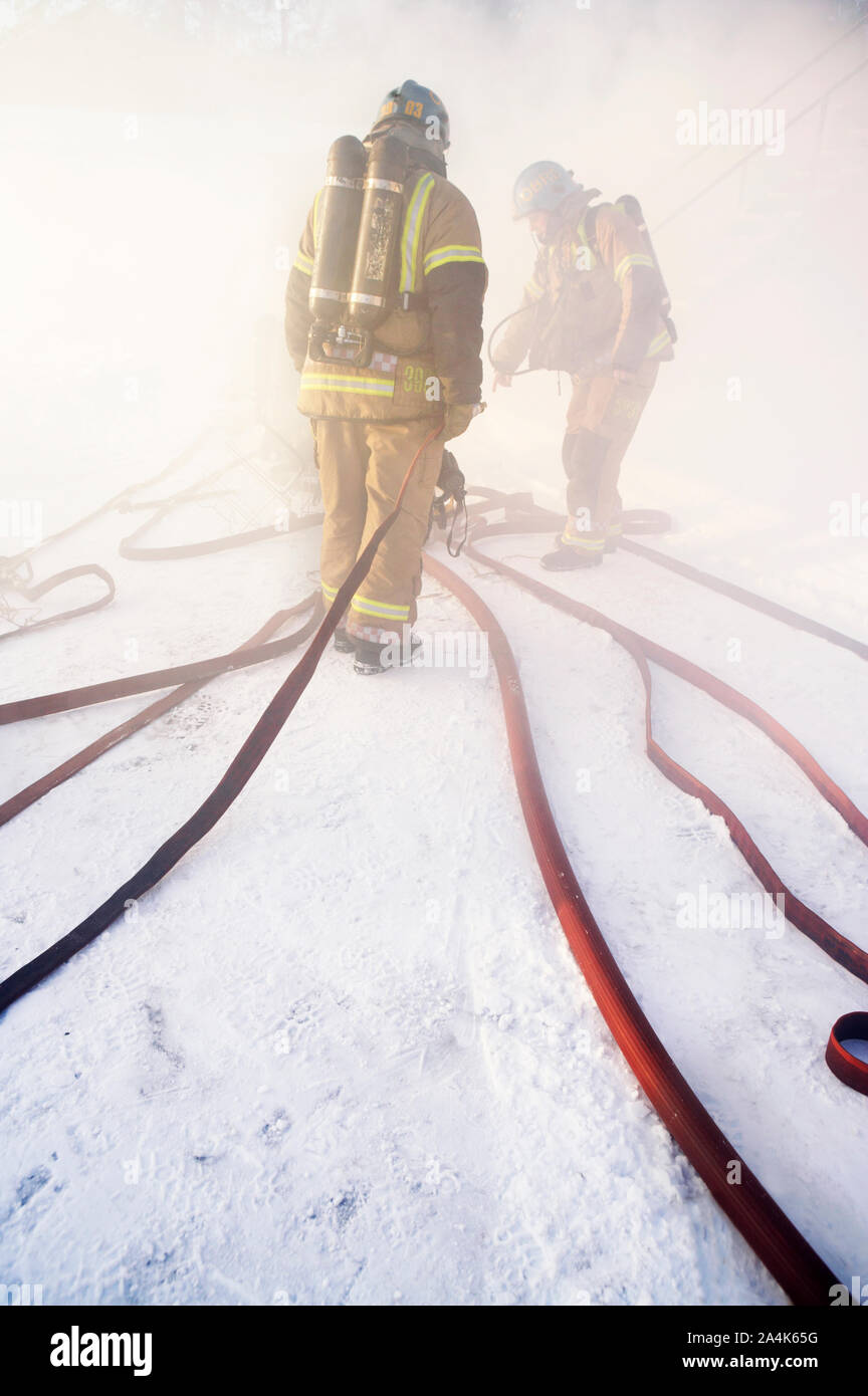 Fire drill - fire brigade/department practice/training - oxygen tank ...