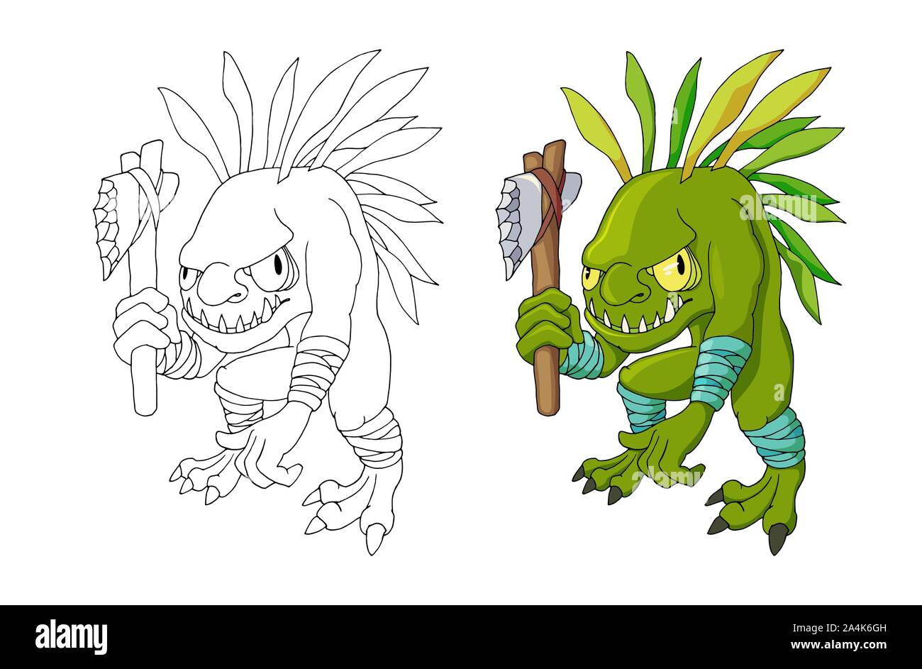 Cartoon angry toothed sea creature character. Vector clip art ...