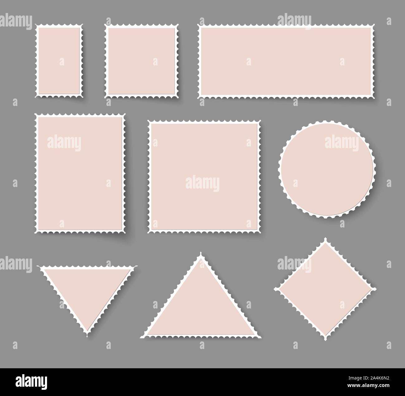 Blank post stamp. Perforated postage sticker set. Different postal ...