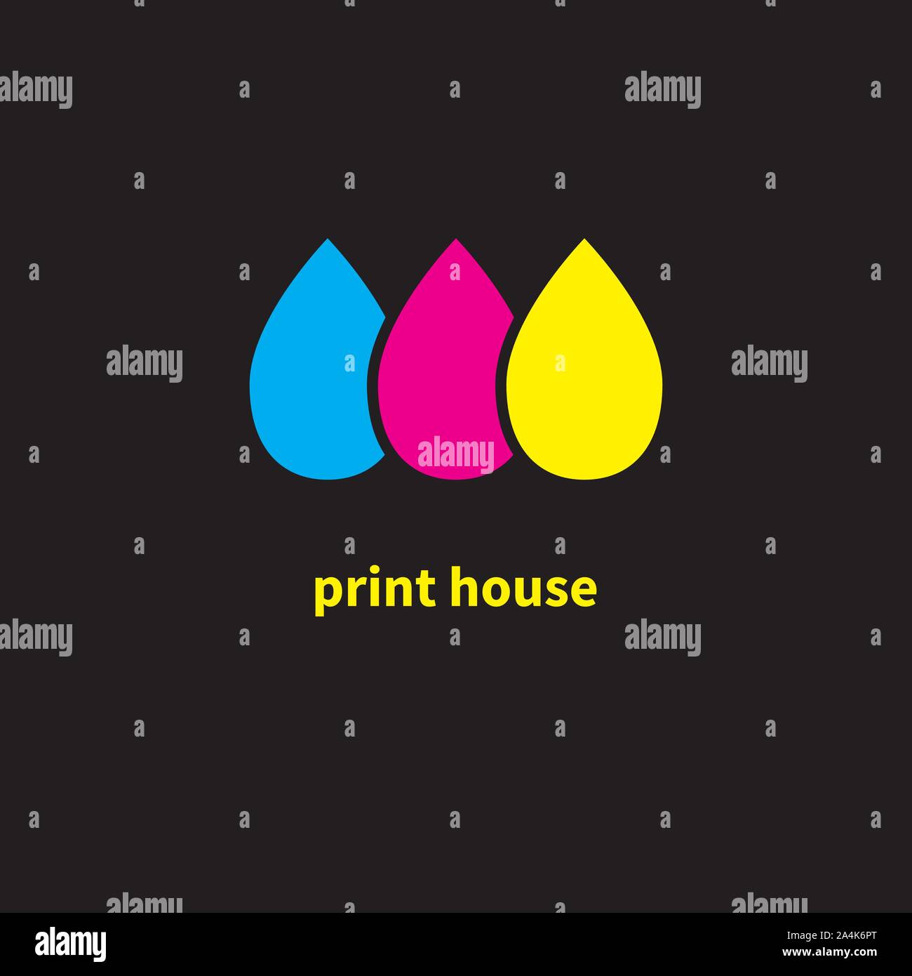 Logo print house. CMYK model. Three drops. Vector illustration Stock ...