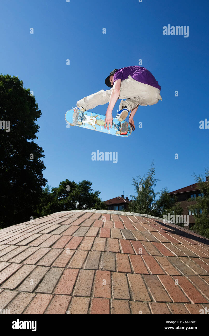 Man Skateboarding On Ramp Stock Photo - Alamy