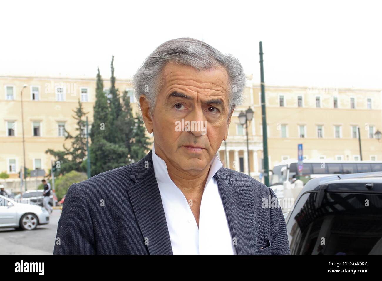 French Philosopher Bernard-Henri Levy walking in the center of Athens ...