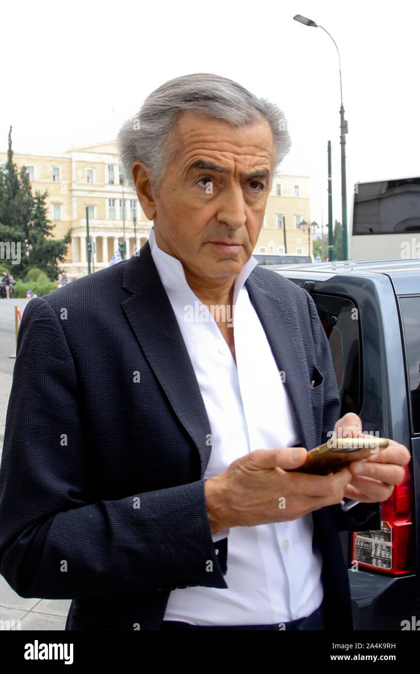 French Philosopher Bernard-Henri Levy walking in the center of Athens ...