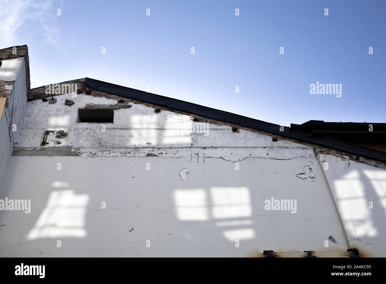 Demolishing of building with reflections of windows - demolish Stock ...