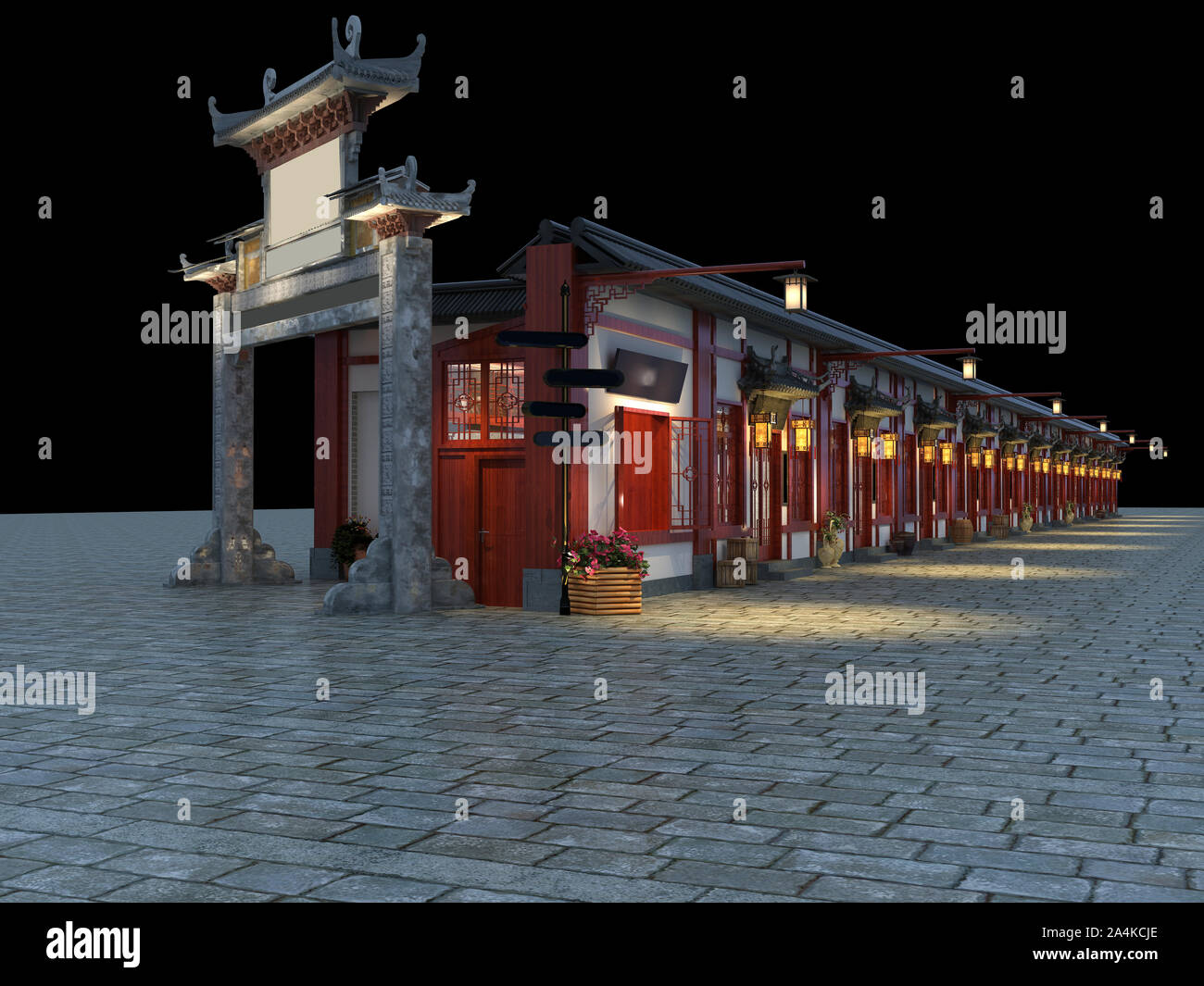 3d render of stores exterior view Stock Photo - Alamy