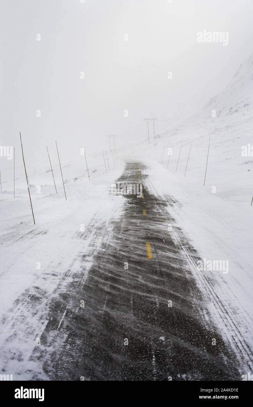 Windy winter weather in Norway Stock Photo - Alamy