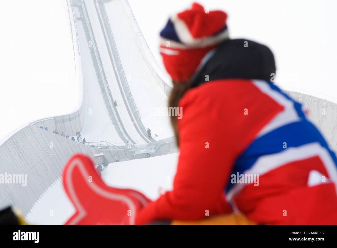 Woman Cheering At World Cup Skiing, Norway Stock Photo - Alamy