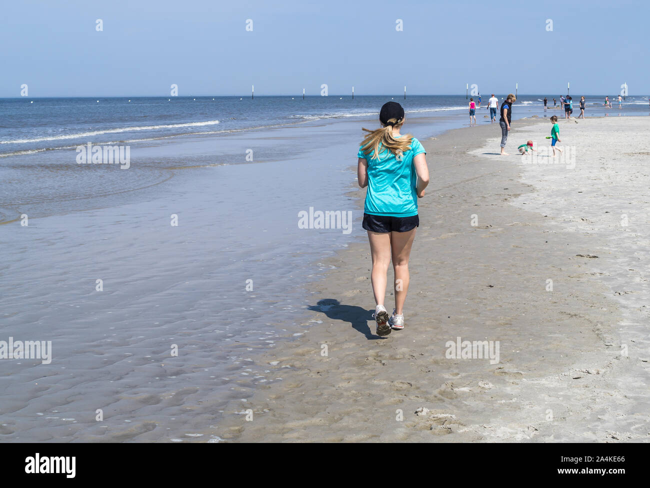 Jogging at the North Sea Beach Stock Photo - Alamy