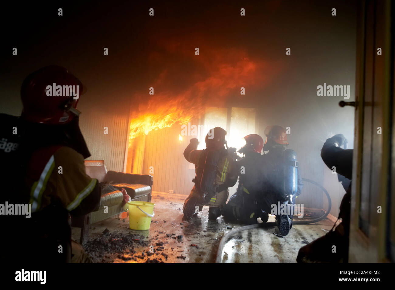 Fire drill - firemen Stock Photo - Alamy