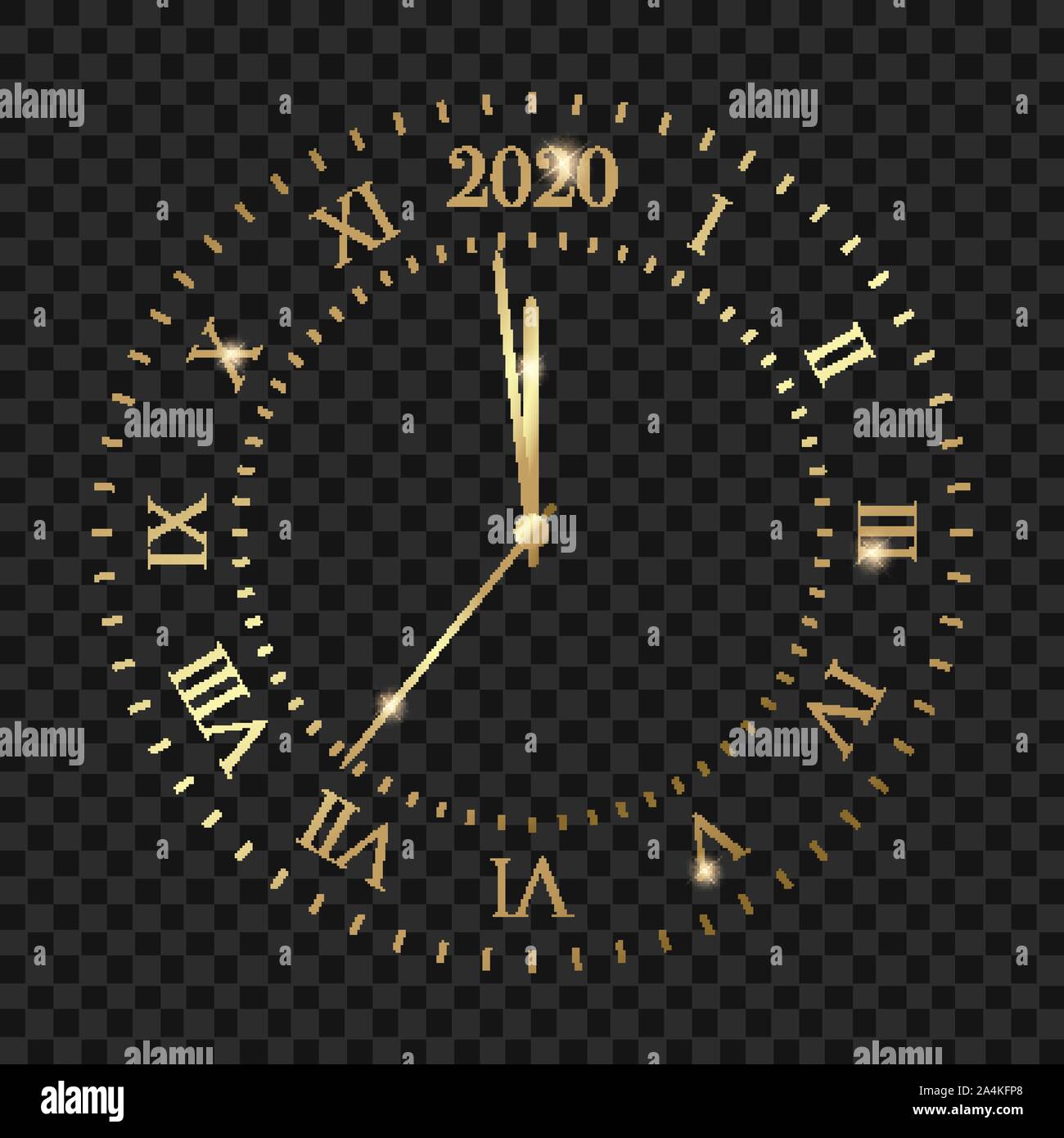 New Year 2020 golden clock. Clock with 2020 countdown midnight Stock ...
