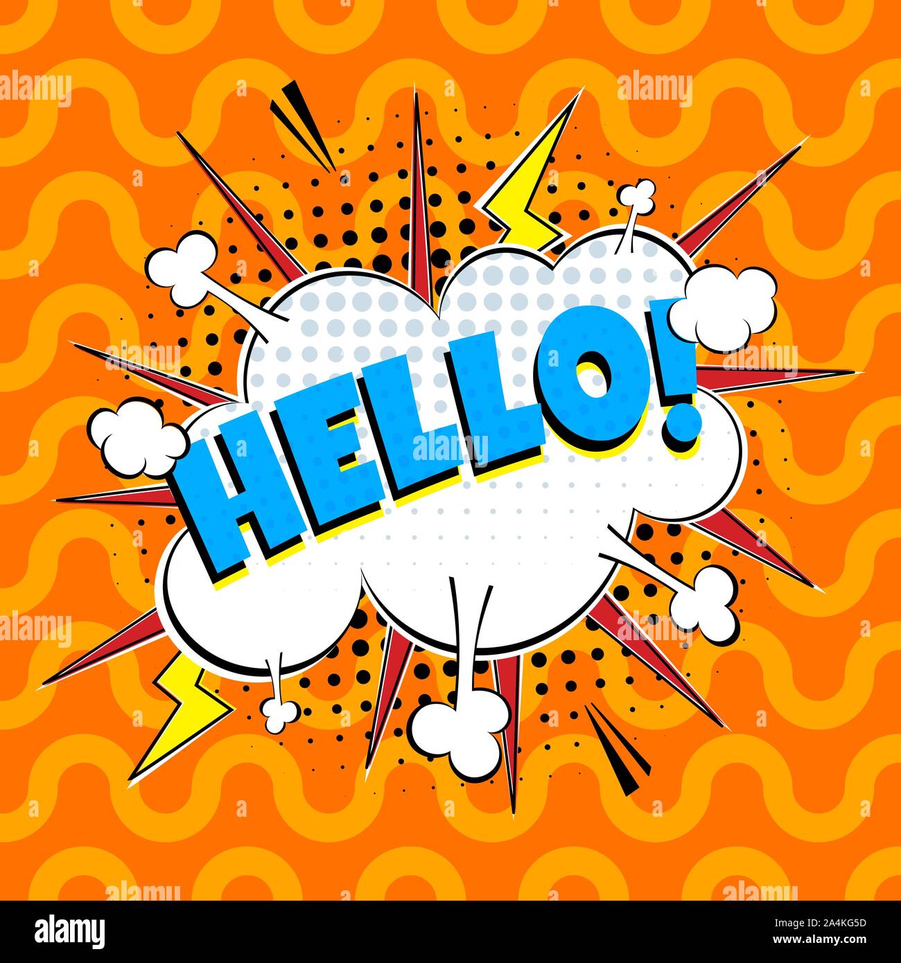 Comic lettering speech bubble for emotion with text HELLO comic style ...
