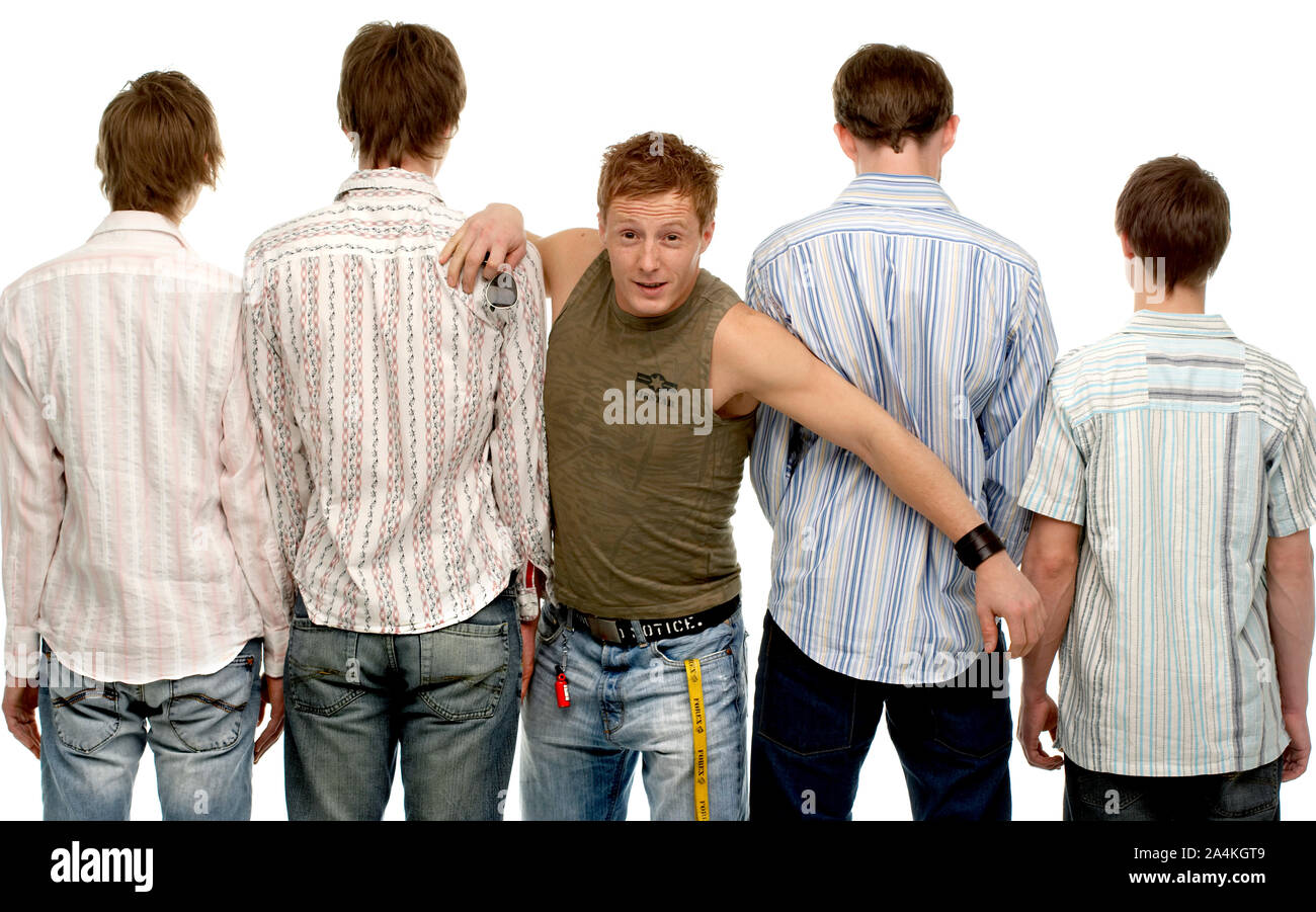 Standing in a row - one single guy - standing out - going ahead - group ...