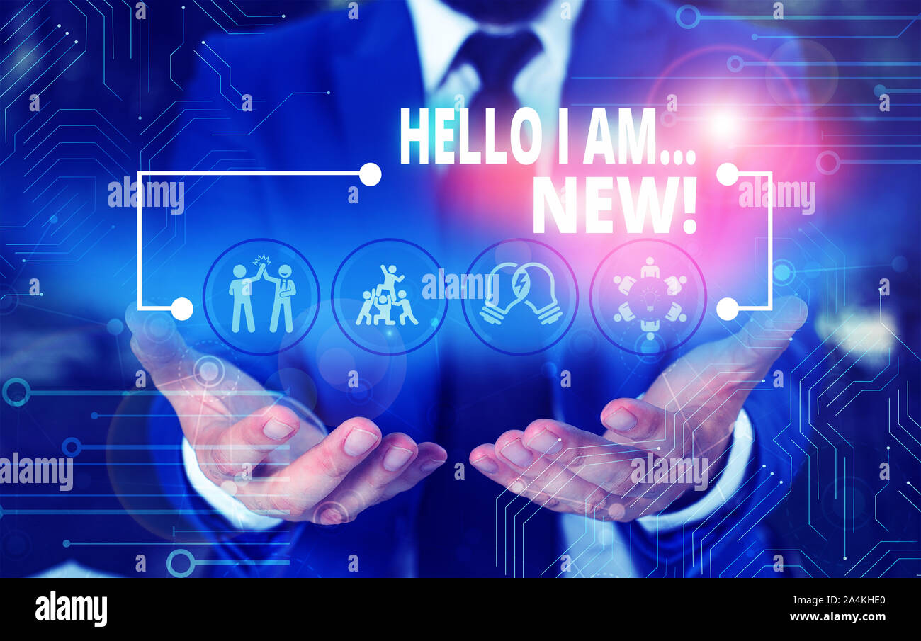 Handwriting text Hello I Am New. Conceptual photo used as greeting or ...