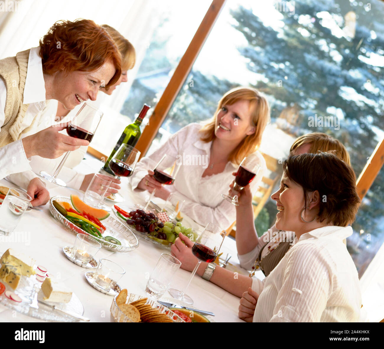 Women at the table - girls' night Stock Photo - Alamy