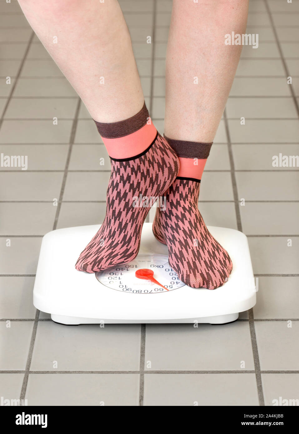 Standing on scales Stock Photo - Alamy
