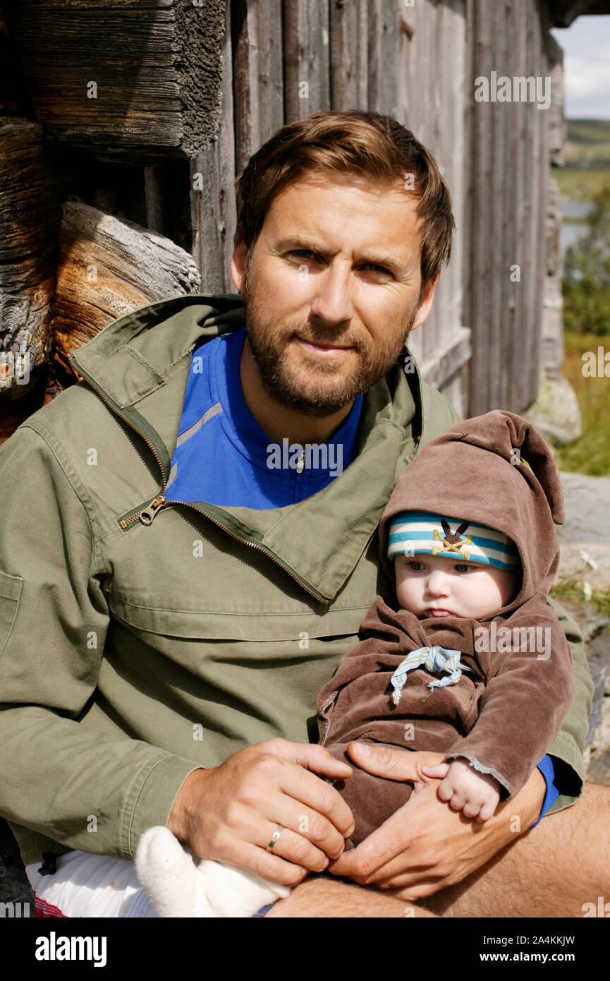 Portrait of father and son Stock Photo - Alamy
