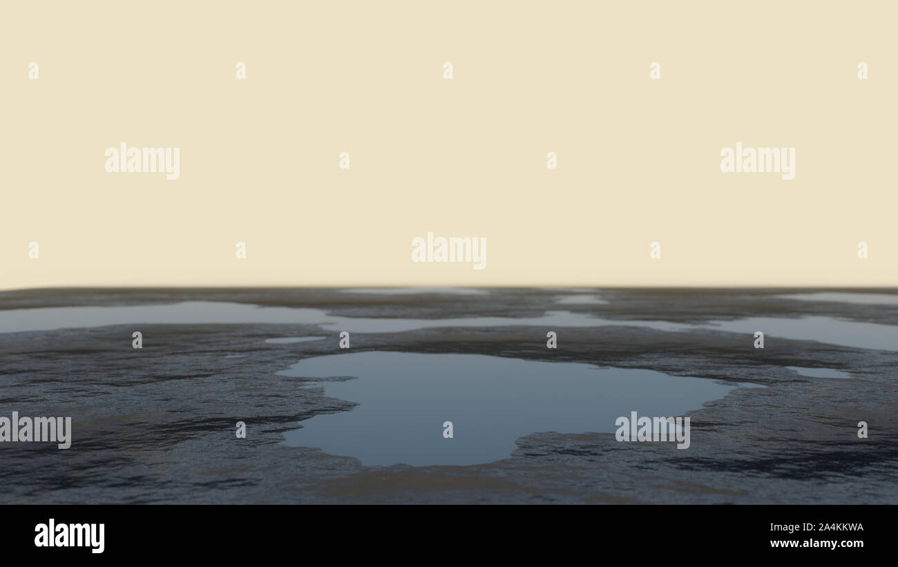 Abstract background. Ground with water against the sky. Depth of field ...