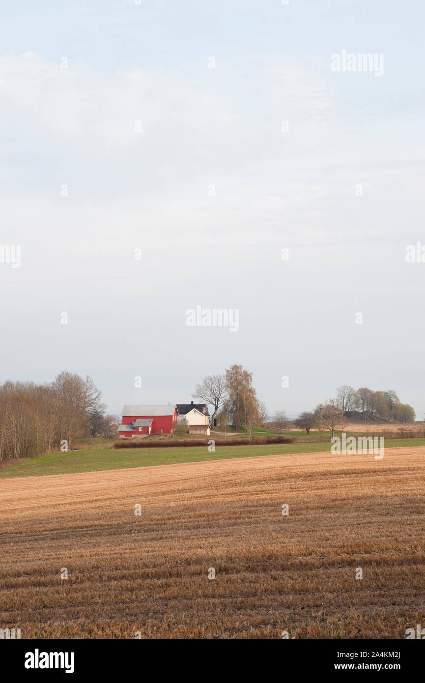 A small farm by the forest in fall Stock Photo - Alamy