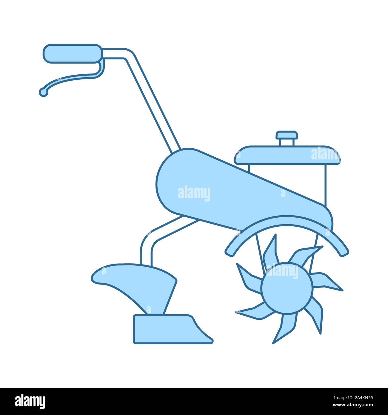 Garden Tiller Icon. Thin Line With Blue Fill Design. Vector ...
