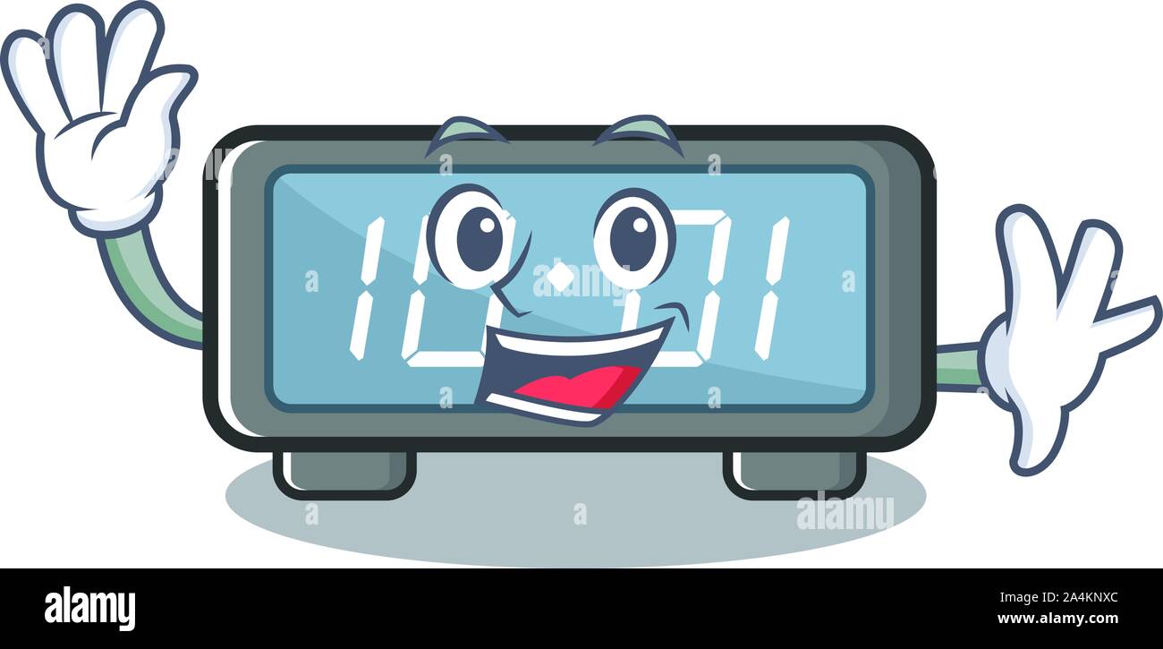 Waving digital clock clings to cartoon wall Stock Vector Image & Art ...