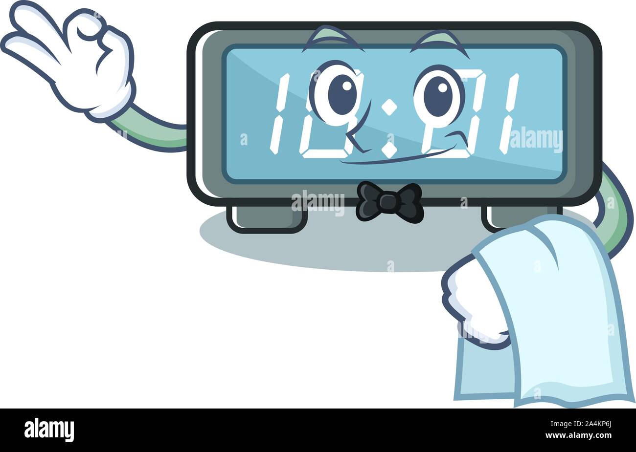 Waiter digital clock cartoon in character shape Stock Vector Image ...