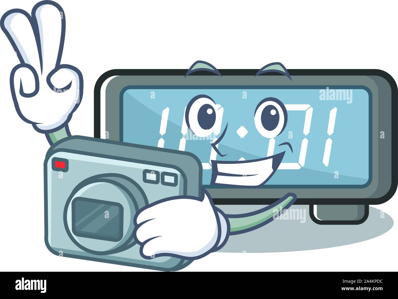 Photographer digital clock cartoon in character shape Stock Vector ...