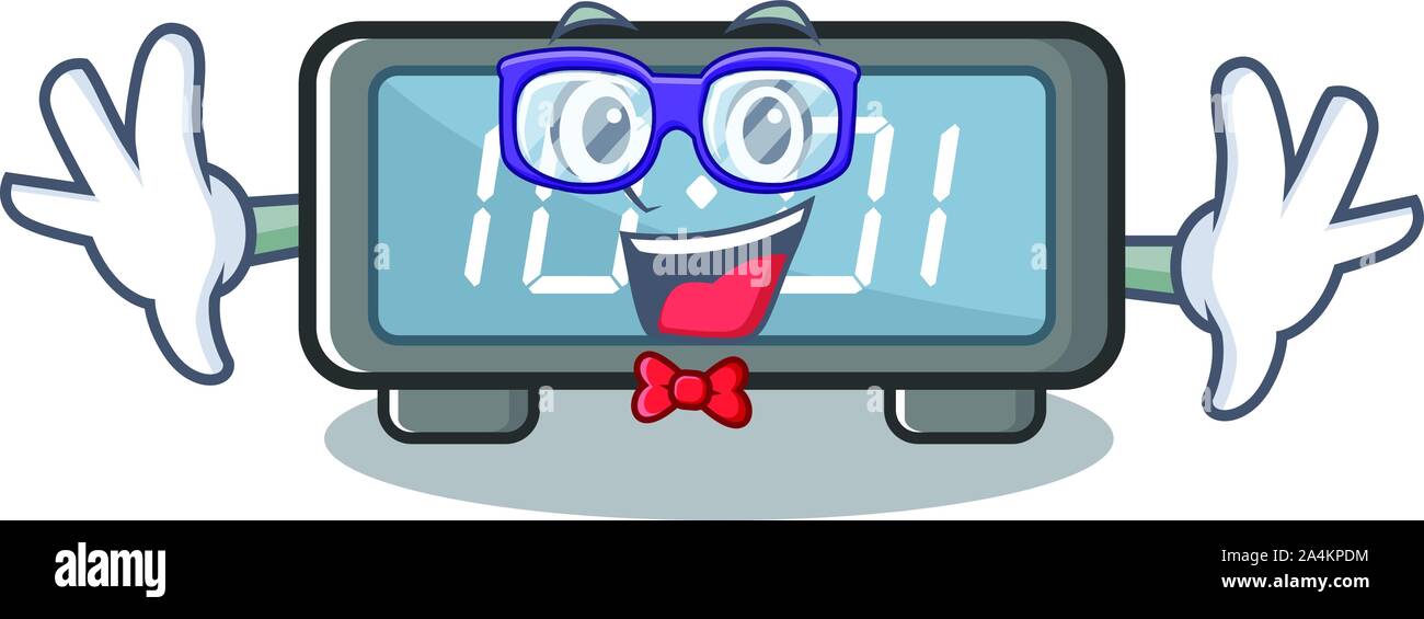 Geek digital clock clings to cartoon wall Stock Vector Image & Art - Alamy